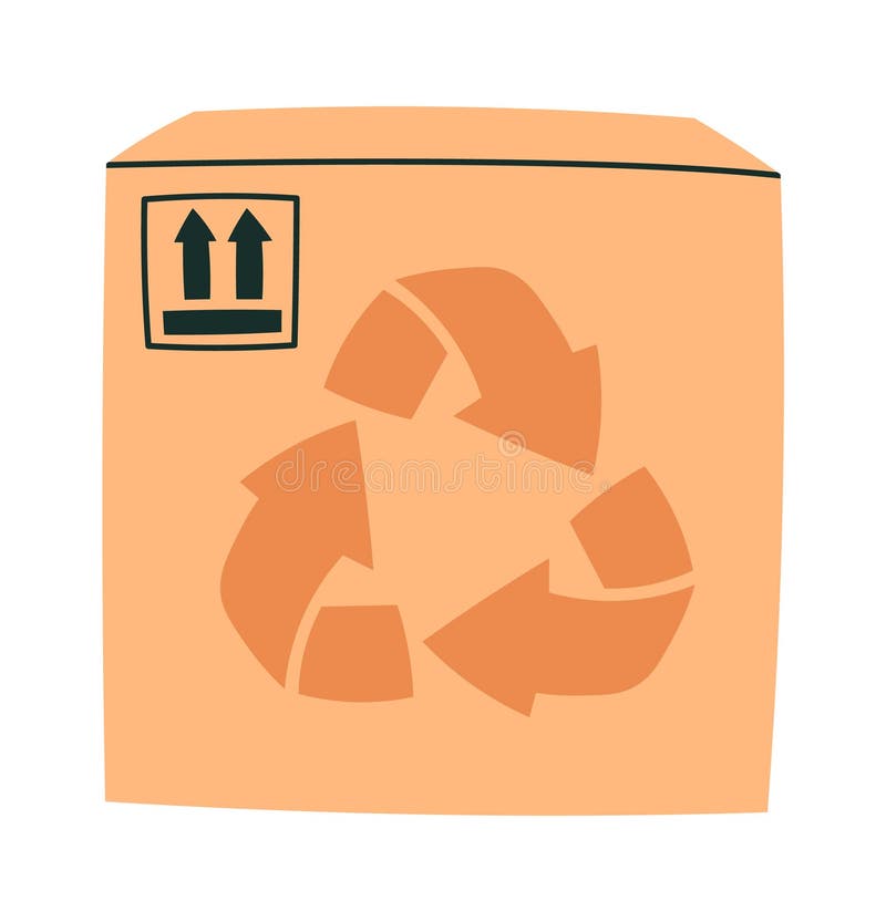 Cardboard Box Flat Icon Recycling Sticker Stock Vector - Illustration ...