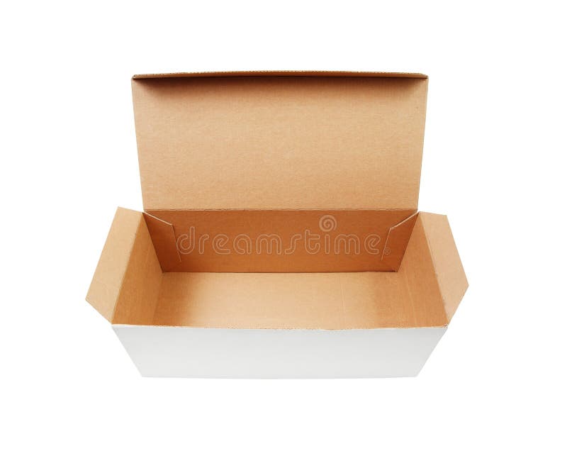 Cardboard Box with Flip Open Lid, Lid Open, Isolated on White. Stock ...