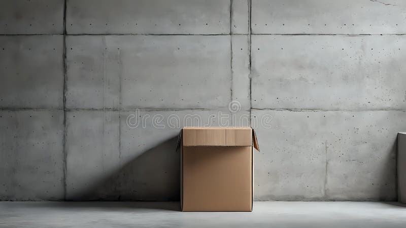 Cardboard Box in Front of a Textured Concrete Wall. Basic and ...