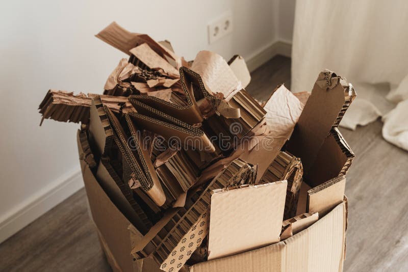 Cardboard Box Full of Paper Packaging Waste. Concepts of Paper ...