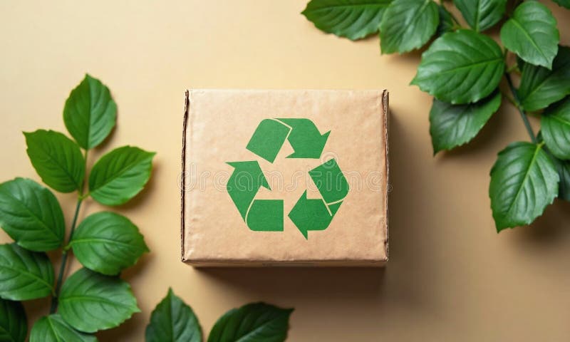 Cardboard Box Green Recycling Symbol Eco Friendly Packaging Stock ...