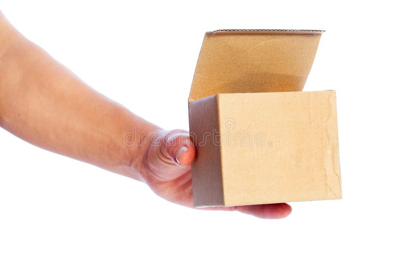 Cardboard box in hand. stock image. Image of send, carton - 27738625