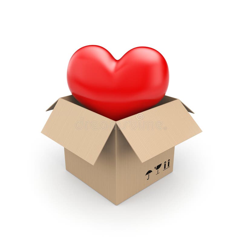 Cardboard box with heart stock illustration. Illustration of abstract ...
