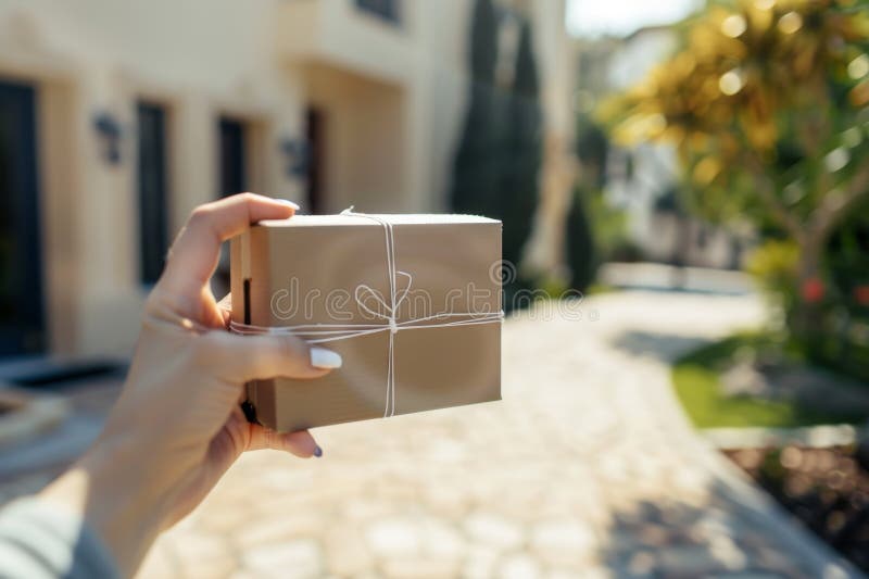 The Cardboard Box is Held in His Hand Stock Image - Image of craft ...