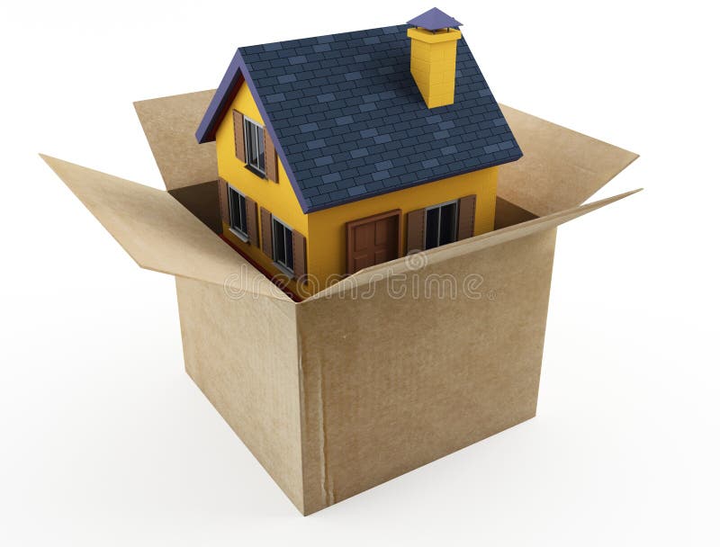 Cardboard box and house stock illustration. Illustration of equipment ...