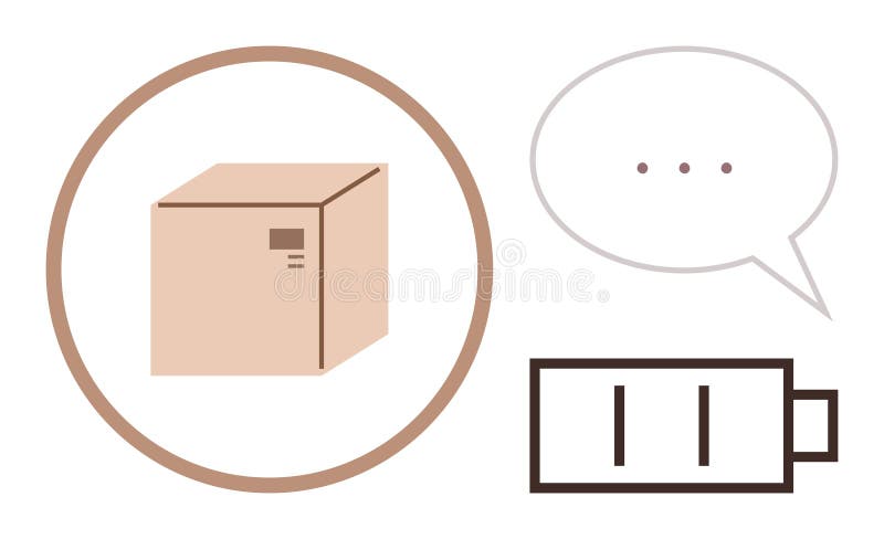 Cardboard Box, Speech Bubble, and Low Battery Indicator for ...