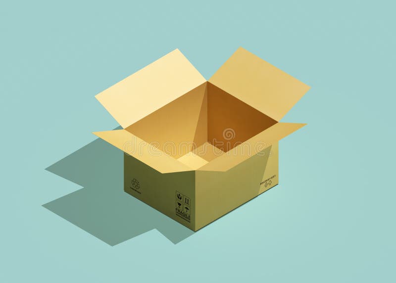 Cardboard Box Isometric View. 3d Rendering Stock Illustration ...