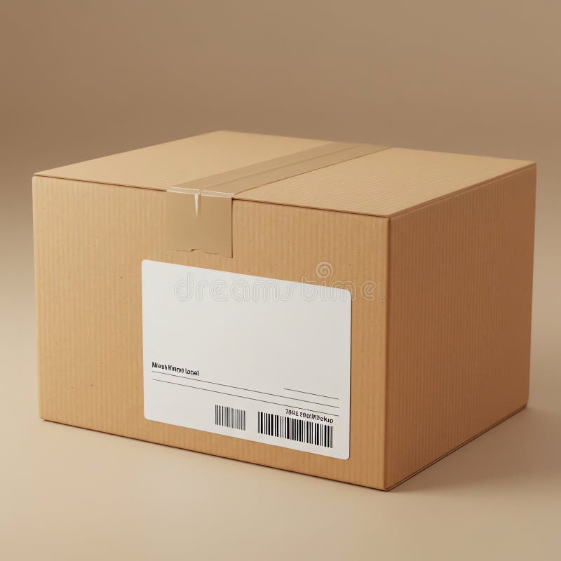 Cardboard Box with Label and Tape Stock Illustration - Illustration of ...