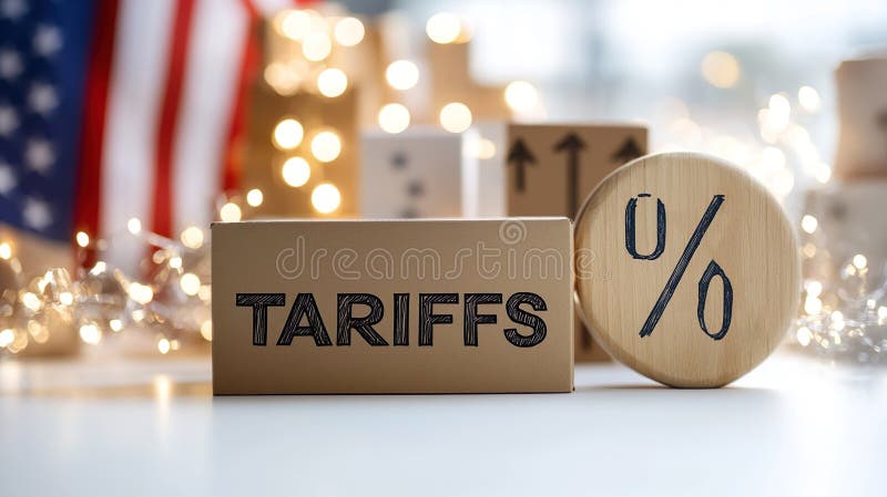 Cardboard Box Labeled Tariffs Front American Flag Stock Photos - Free ...