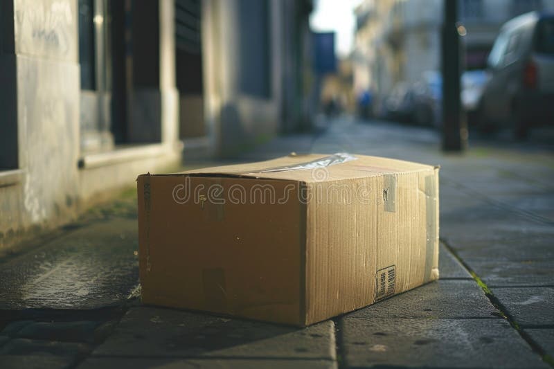 A Cardboard Box Left on the Sidewalk, Possibly Containing Discarded ...