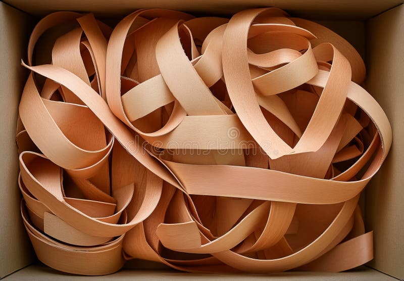 A Cardboard Box Lies Open with Shredded Paper Packaging Material ...