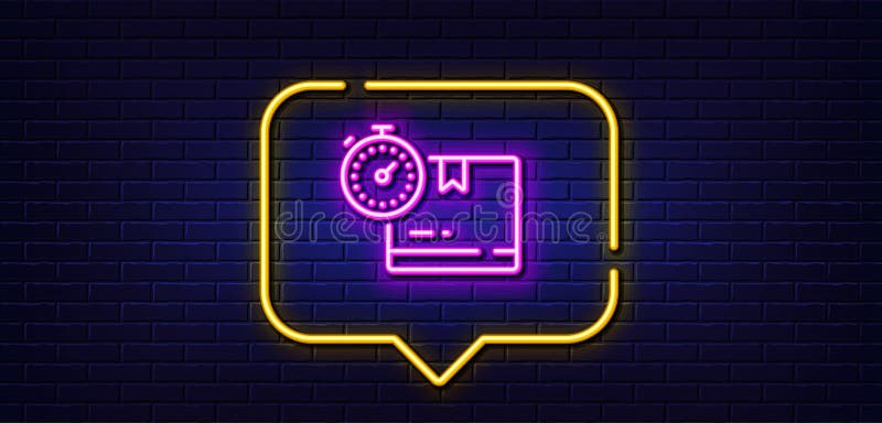 Cardboard Box Line Icon. Warehouse Parcel Sign. Neon Light Speech ...