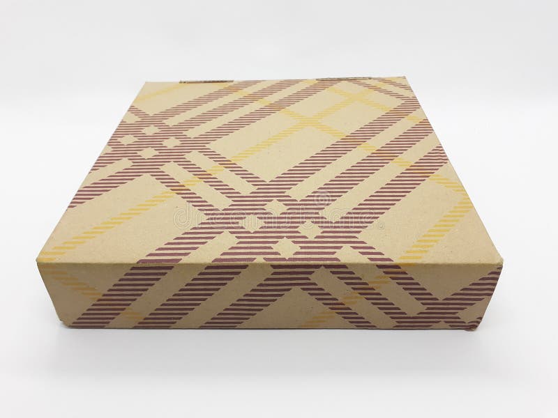 Cardboard Box with Line Shape Pattern in White Isolated Background 04 ...
