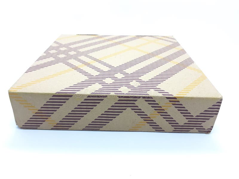 Cardboard Box with Line Shape Pattern in White Isolated Background 03 ...