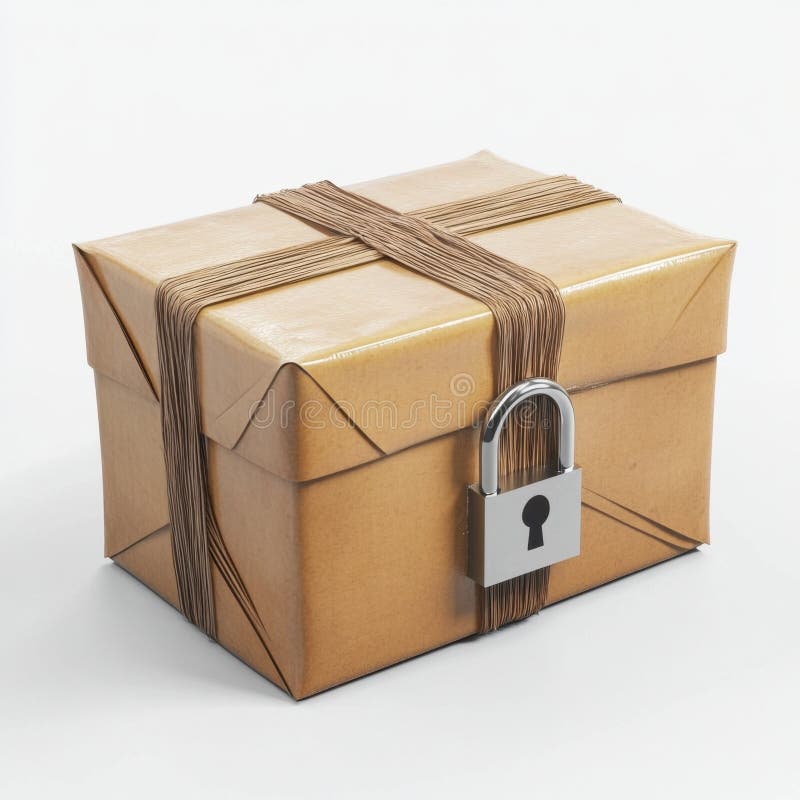 A Cardboard Box with a Lock on it Stock Illustration - Illustration of ...