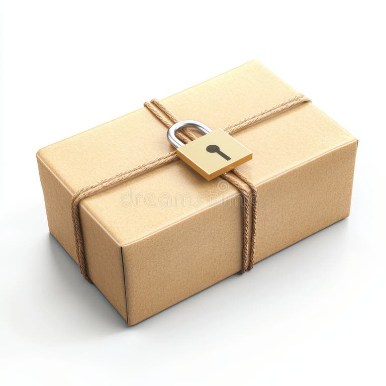 A Cardboard Box with a Lock on it Stock Illustration - Illustration of ...