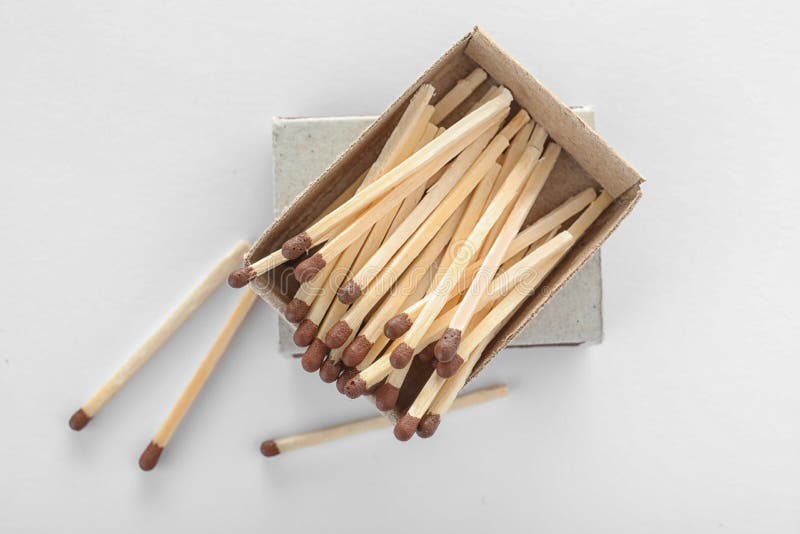 Cardboard Box with Matches on White, Top View Stock Image - Image of ...
