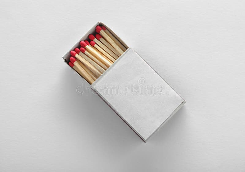 Cardboard Box with Matches on White Background, Top View. Stock Image ...