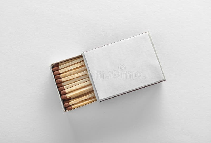 Cardboard Box with Matches on White Background, Top View. Stock Image ...