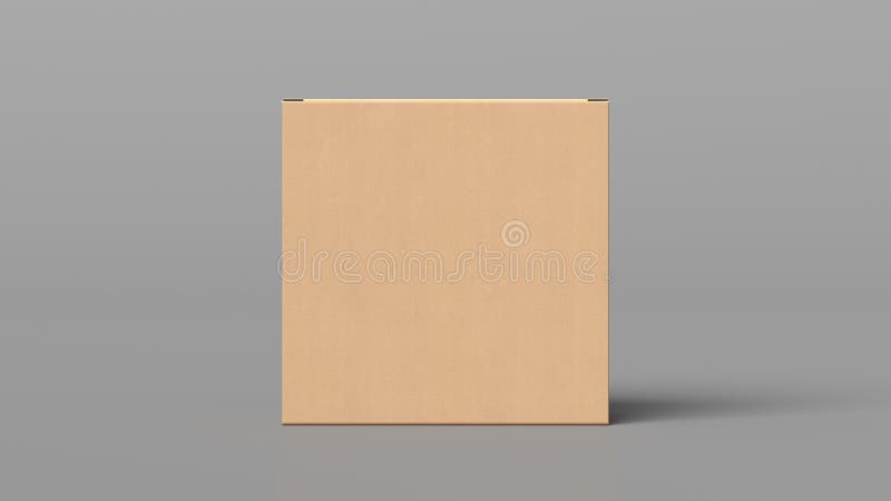 Cardboard Box Mock Up. Square Gift Box on Gray Background Stock ...