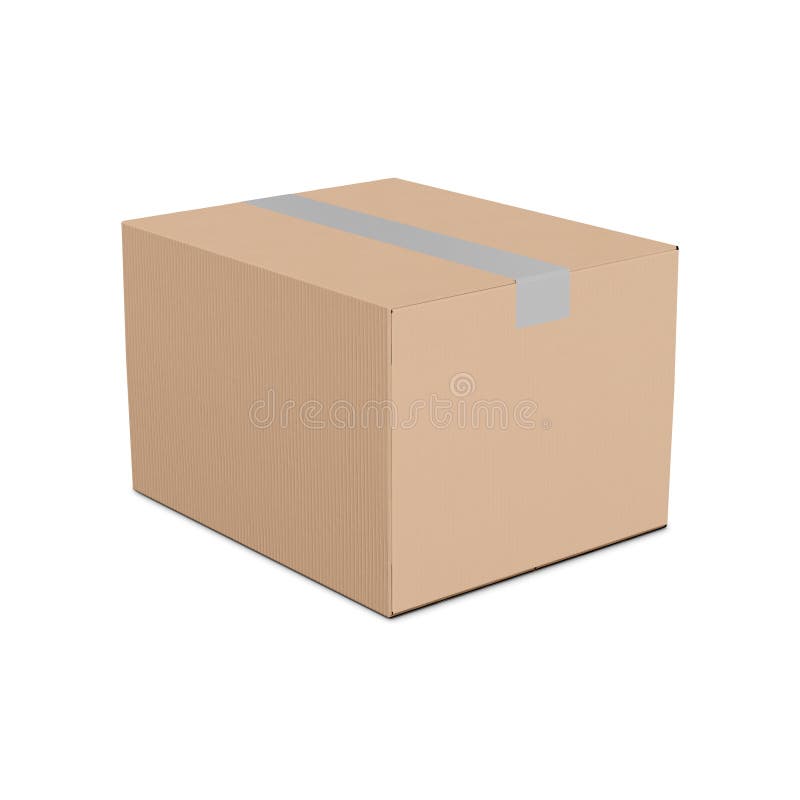 Cardboard Box Mockup Isolated on a White Background Stock Illustration ...