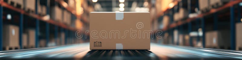 Cardboard Box Moving through Distribution Warehouse, E-Commerce ...