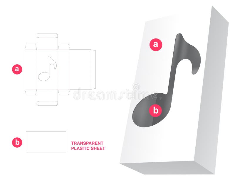 Cardboard Box with Musical Note Window Die Cut Template Design Stock ...