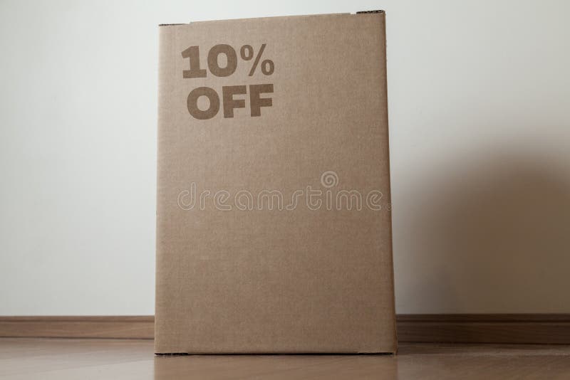 Cardboard Box with 10 Off Order Written on the Box Stock Image - Image ...