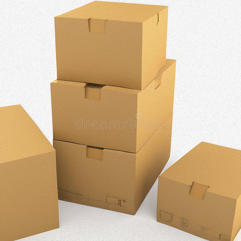 Cardboard Box and Online Shopping Concept Stock Illustration ...