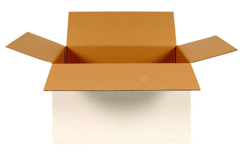 Open Cardboard Box, Top View Inside, Isolated on White Background Stock ...