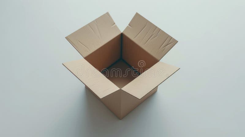 A Cardboard Box with an Open Lid Sits Atop a Table, Ready for Use Stock ...
