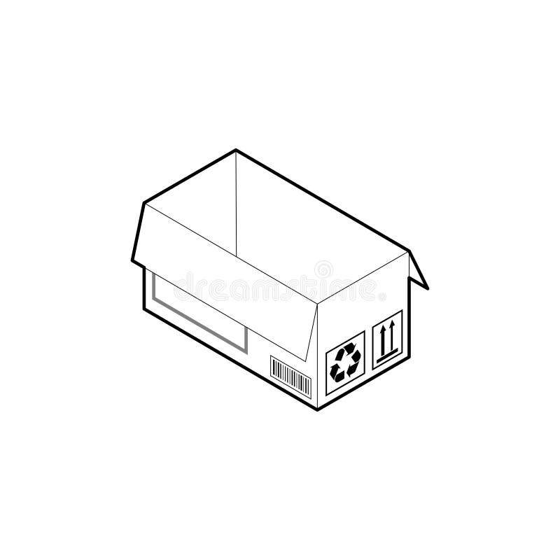 Cardboard Box Outline Icon. Isometric Outline Vector Isolated on White ...