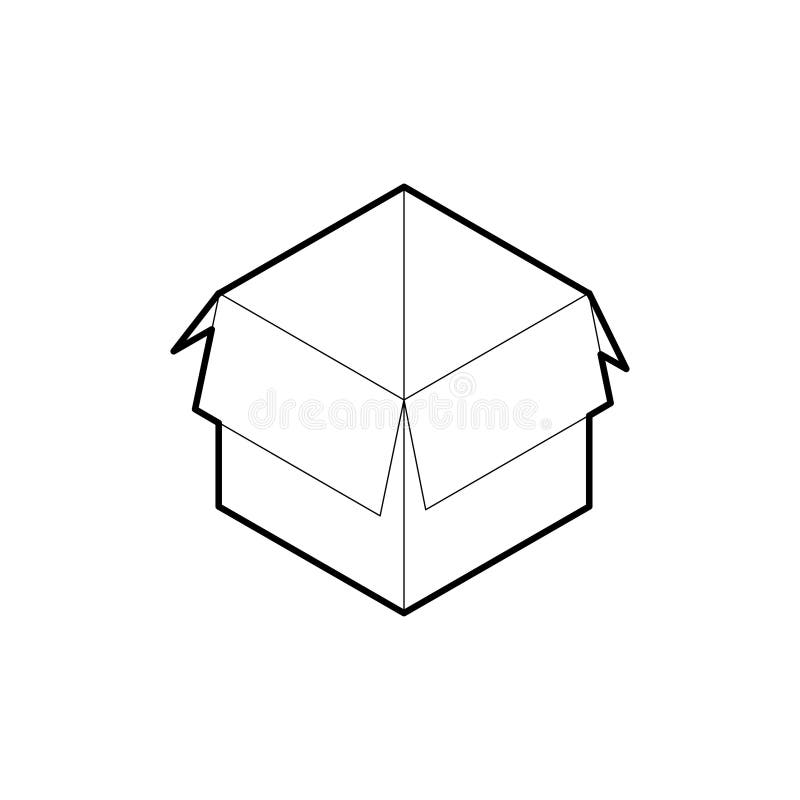 Cardboard Box Outline Icon. Isometric Outline Vector Isolated on White ...
