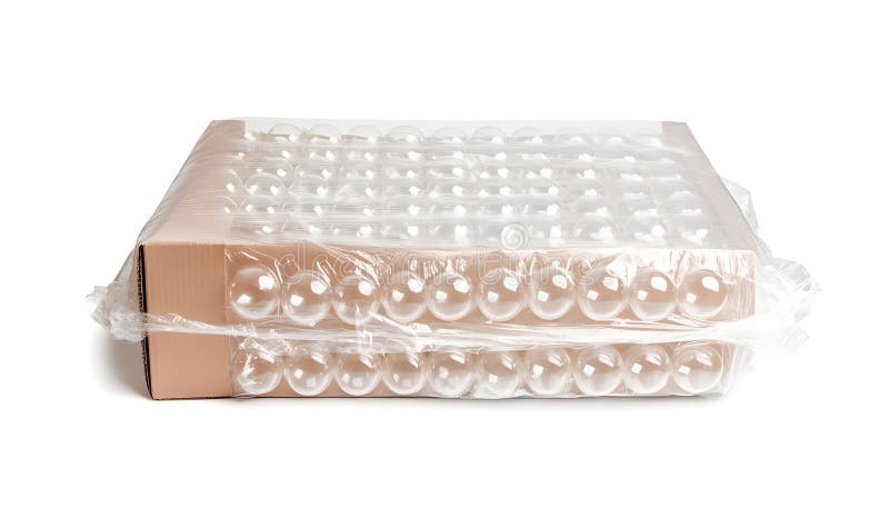 Cardboard Box Packed in Bubble Wrap Isolated on White Stock Photo ...