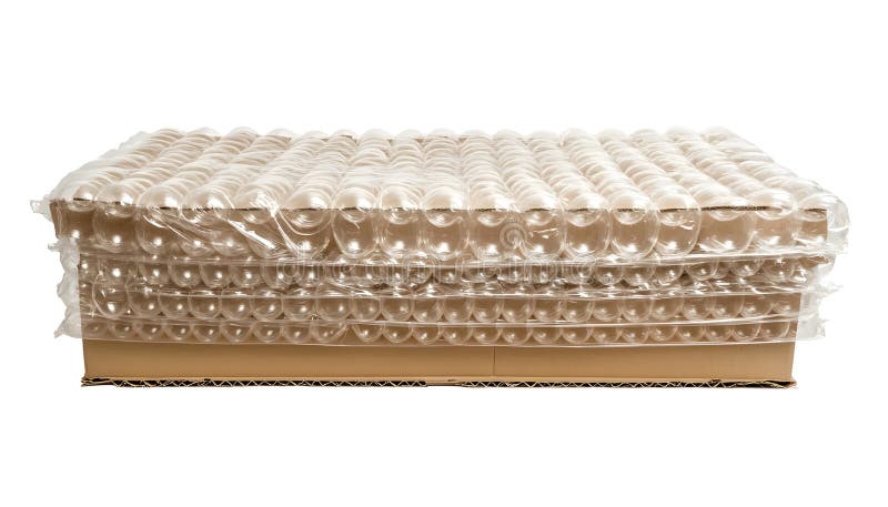 Cardboard Box Packed in Bubble Wrap Isolated on White Stock Photo ...