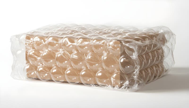 Cardboard Box Packed in Bubble Wrap Isolated on White Stock Image - Image of clear, move: 379011245