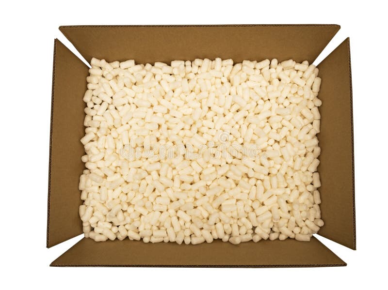 A Cardboard Box with Packing Foam Pellets Stock Photo - Image of cross ...