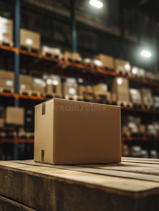 Cardboard Box on a Pallet in a Warehouse Environment. Stock Photo ...
