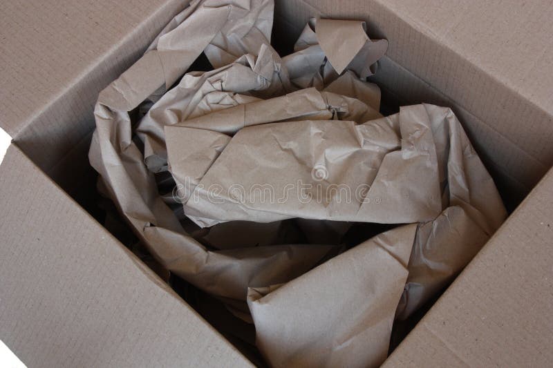Cardboard box with paper stock photo. Image of isolated - 269588322