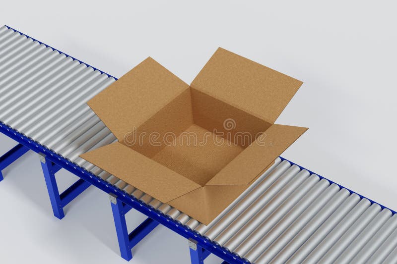 Cardboard Box Parcel on Conveyor Belt, Production Ling Automated ...