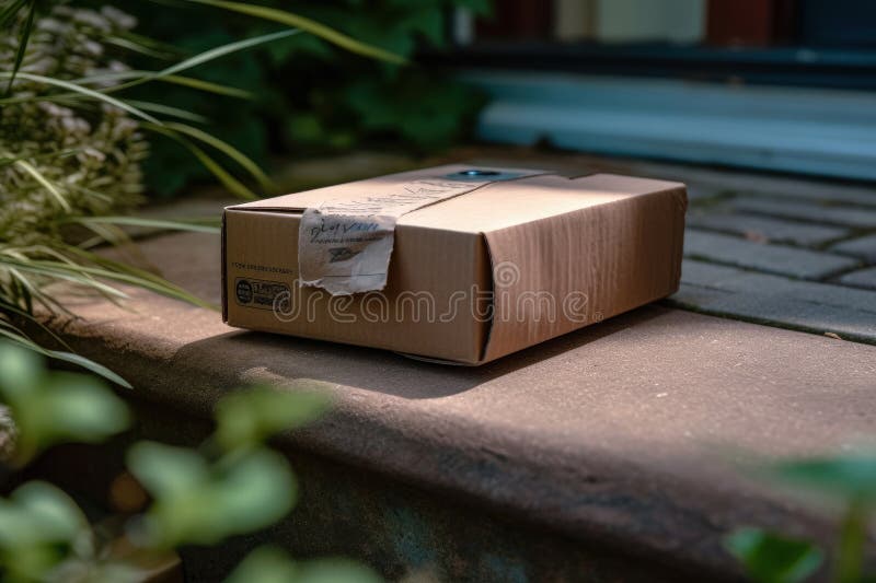 Cardboard Box for Parcels on the Doorstep - Generative AI Stock ...