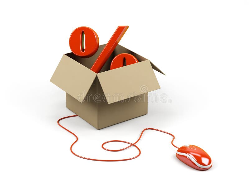 Cardboard Box with Percent Sign. Stock Illustration - Illustration of ...