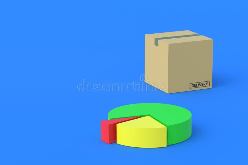 Cardboard Box and Pie Chart. Postage Statistics Stock Photo - Image of ...