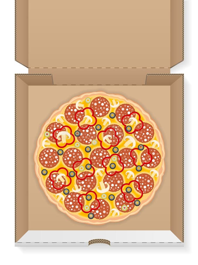 Cardboard box with pizza stock vector. Illustration of italian - 107632609 Cardboard box with pizza stock vector. Illustration of italian - 107632609