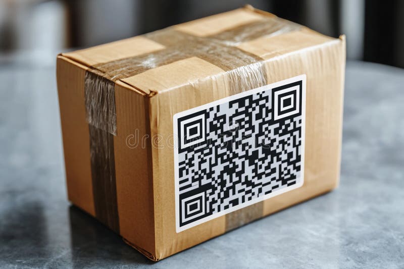 A Cardboard Box is Placed on a Shiny Metallic Table, Prominently ...