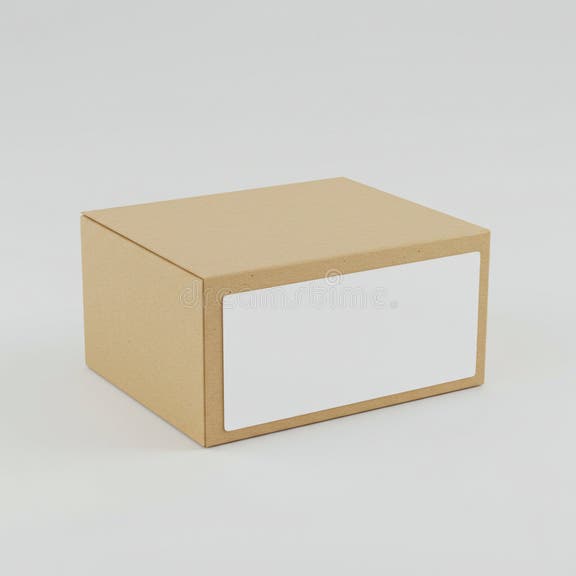 Cardboard Box with a Plain White Label on One Side. the Box Has a ...