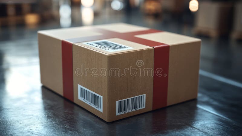 Cardboard Box Ready for Shipment at a Warehouse Loading Area during ...