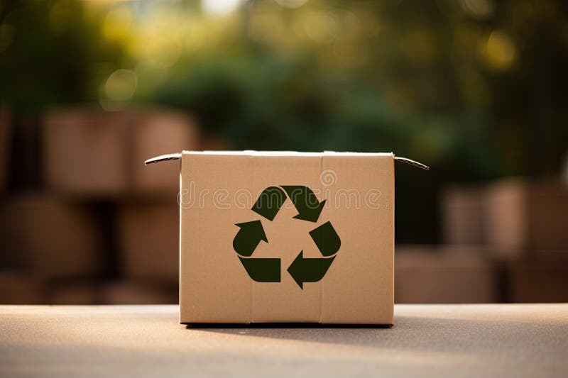 Cardboard Box with Recycle Logo. Ai Generative Stock Illustration ...