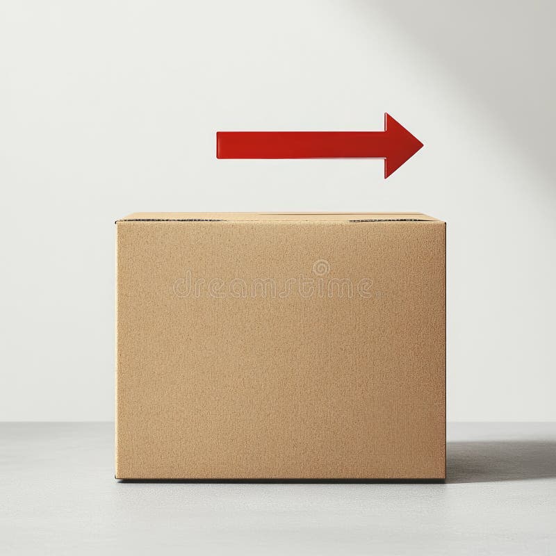 Cardboard Box Red Arrow Plain Background Stock Photos - Free & Royalty ...