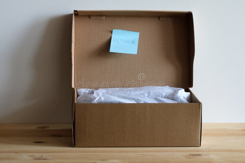 Cardboard Box with Return Note and Packaging Paper Waiting for Shipping ...